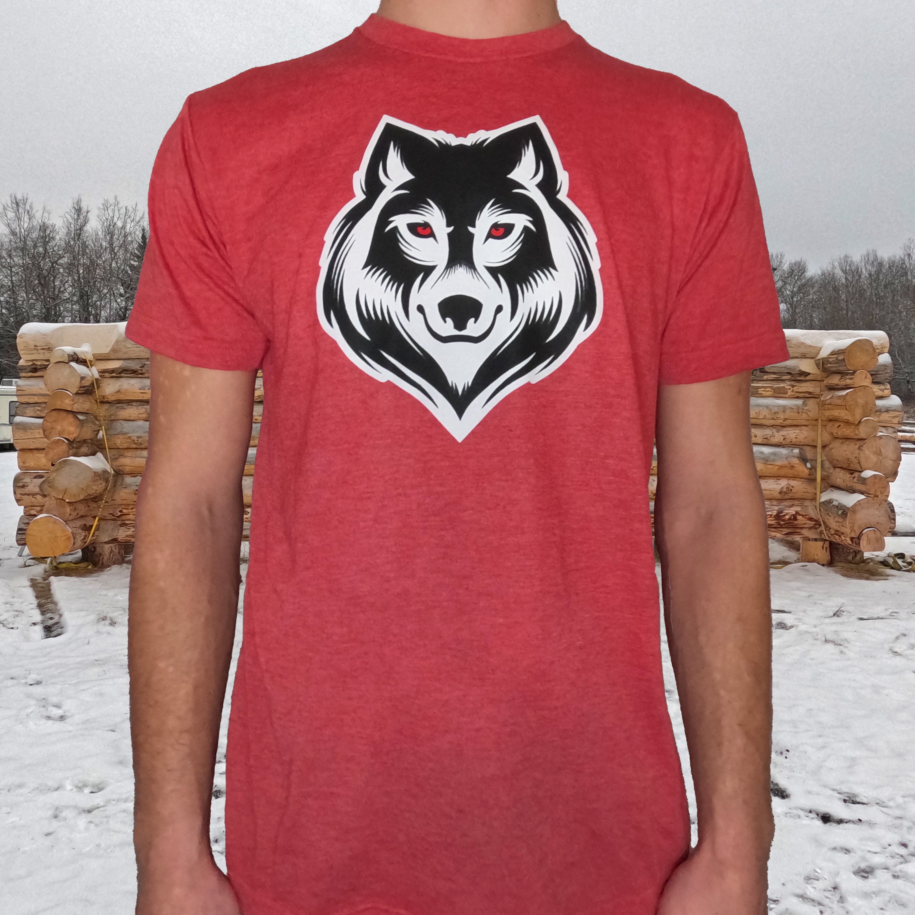 Short Sleeve T-Shirt with Wolf Logo (CAD) – traplinesandinlines